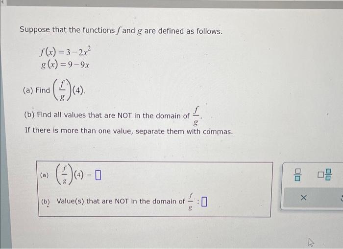 Solved Suppose that the functions f and g are defined as | Chegg.com
