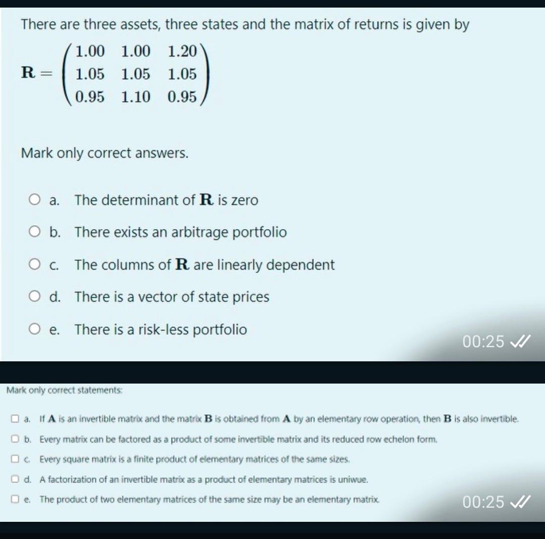 Solved There are three assets, three states and the matrix | Chegg.com