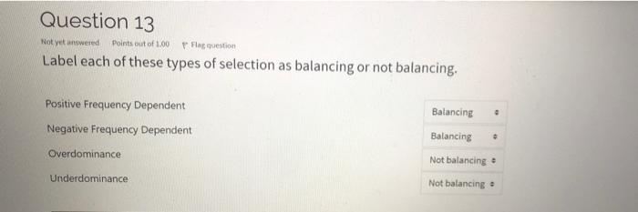 Solved Label each of these types of selection as balancing | Chegg.com