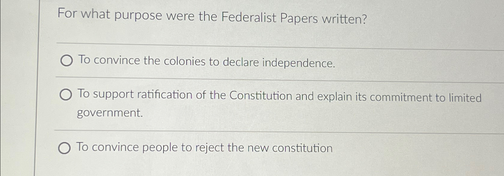 Solved For what purpose were the Federalist Papers | Chegg.com