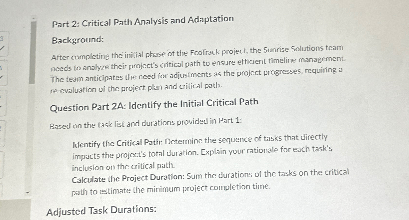 Solved Part 2: Critical Path Analysis and | Chegg.com