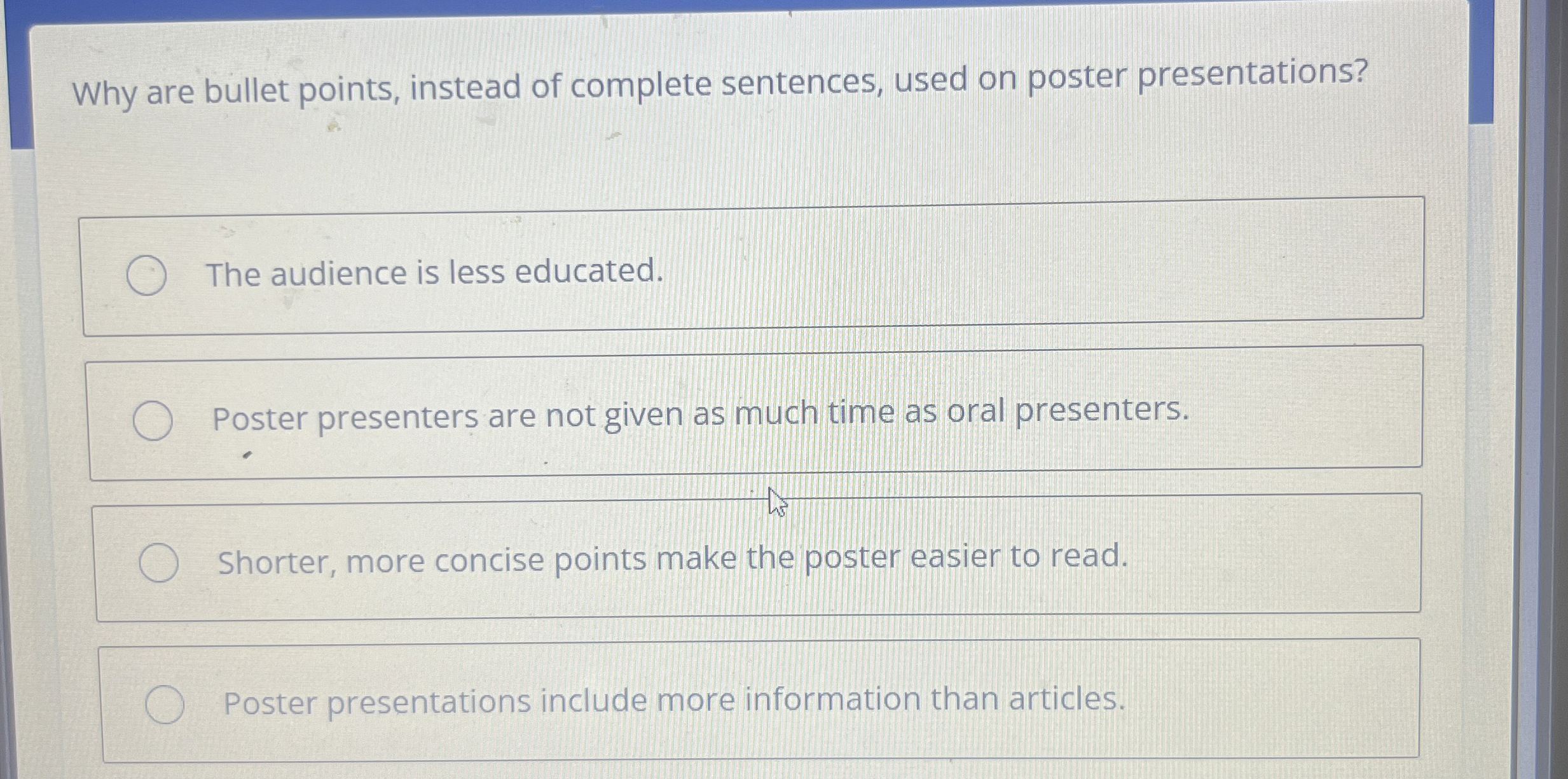 Solved Why are bullet points, instead of complete sentences, | Chegg.com