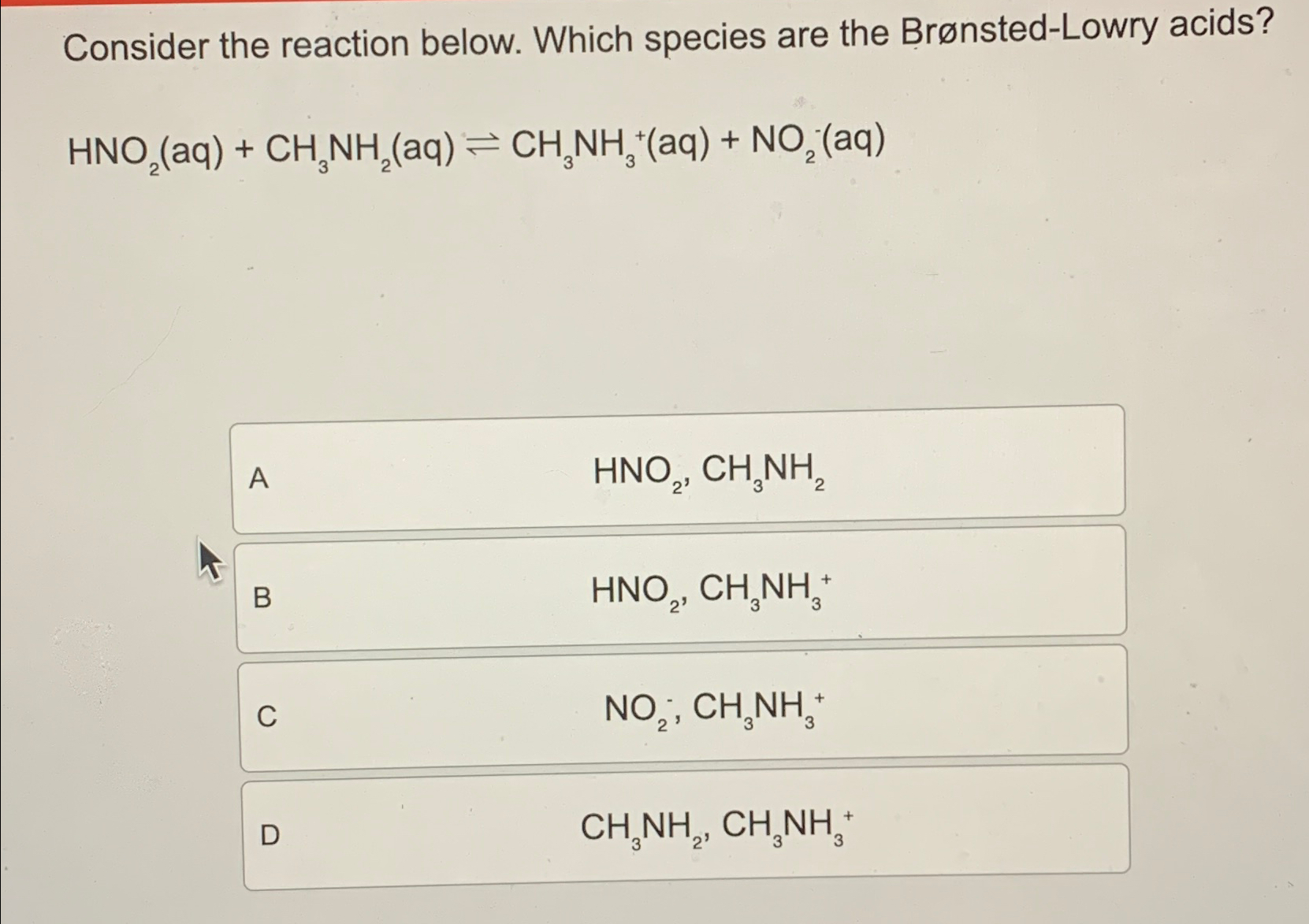 Solved Consider the reaction below. Which species are the | Chegg.com