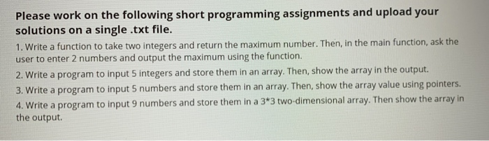 Solved Please work on the following short programming | Chegg.com