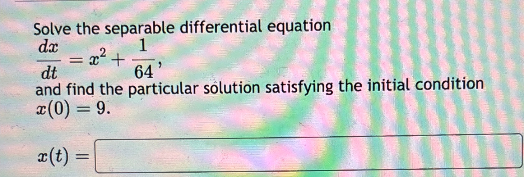 Solved Solve the separable differential equation | Chegg.com
