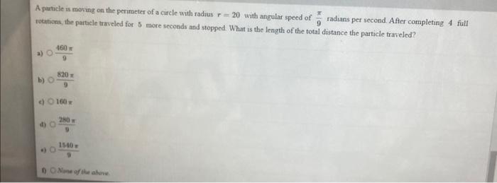 Solved A particle is moving on the perimeter of a cirele | Chegg.com