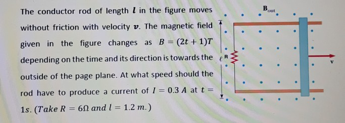 Solved The conductor rod of length l in the figure moves | Chegg.com