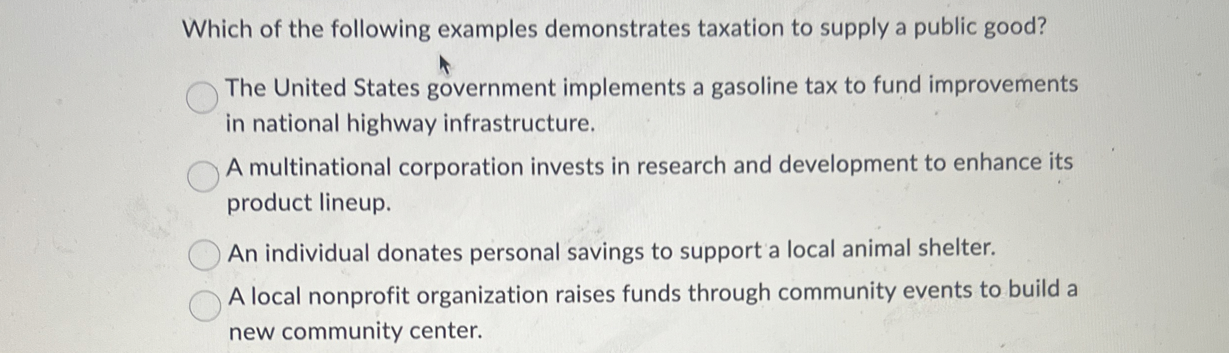 Solved Which of the following examples demonstrates taxation | Chegg.com