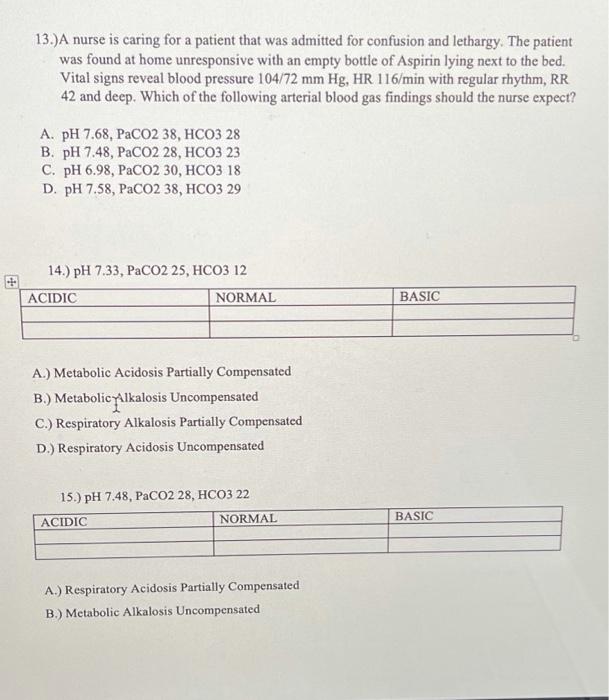 Solved 1.) Explain the method of how you solve ABGs 2.) | Chegg.com