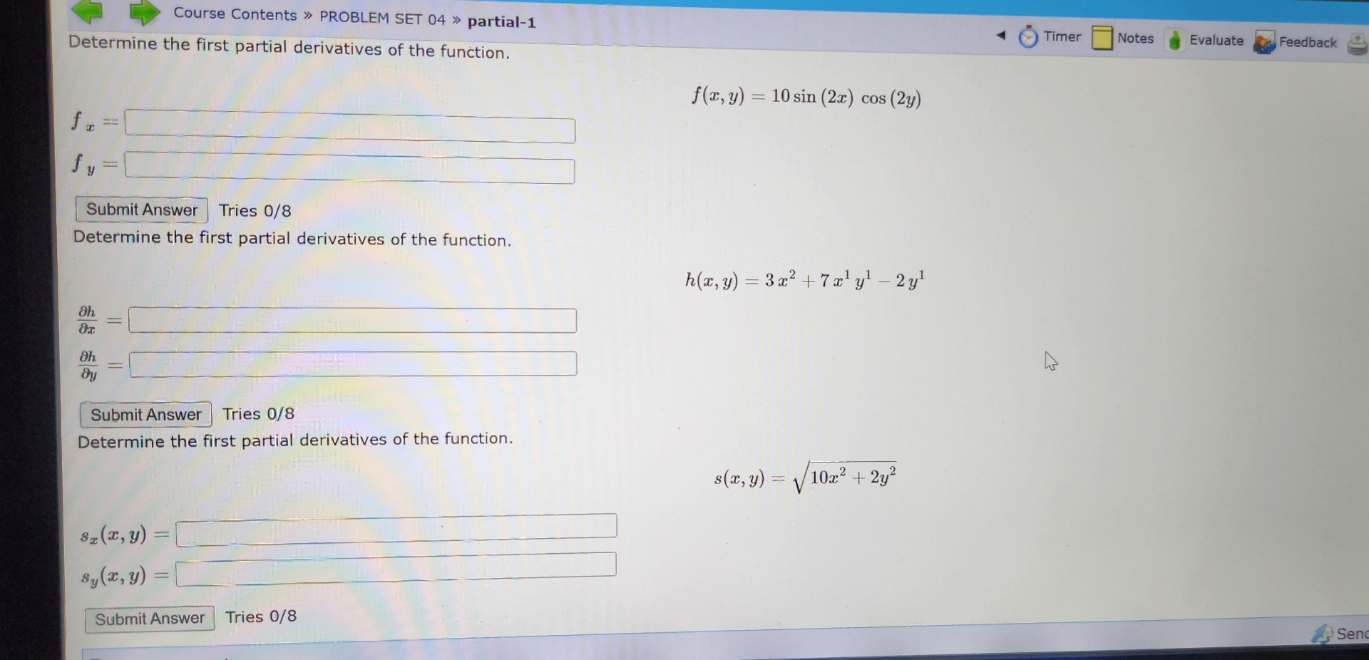 Solved Determine the first partial derivatives of the | Chegg.com