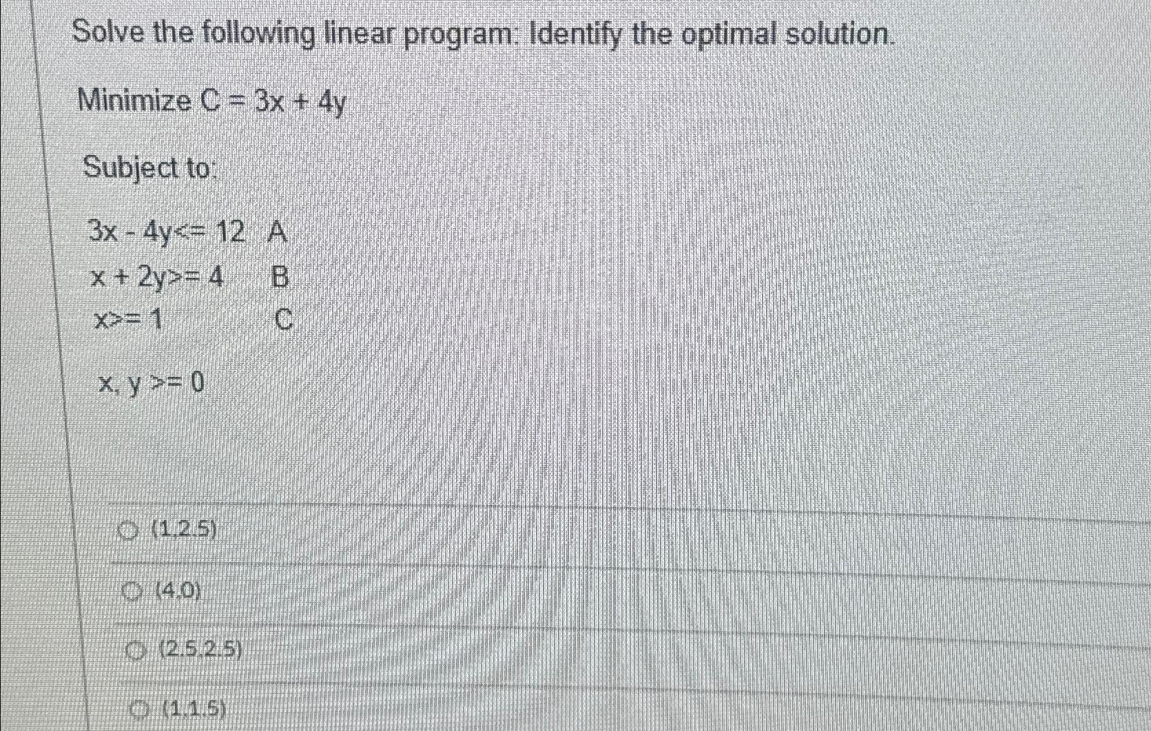 Solved Solve the following linear program: Identify the | Chegg.com