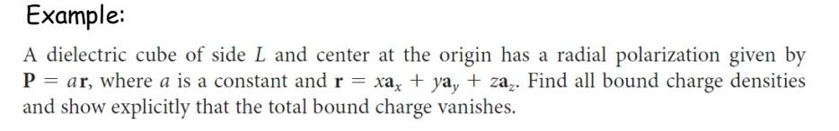 Solved Example A Dielectric Cube Of Side L And Center At
