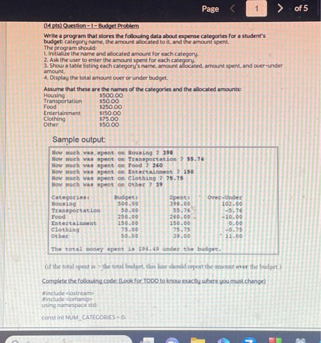 C++ pls The program should: 1. Initialize the name | Chegg.com