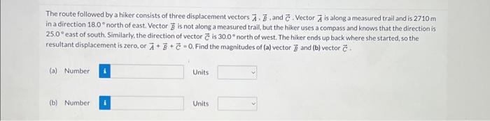 Solved The route followed by a hiker consists of three | Chegg.com