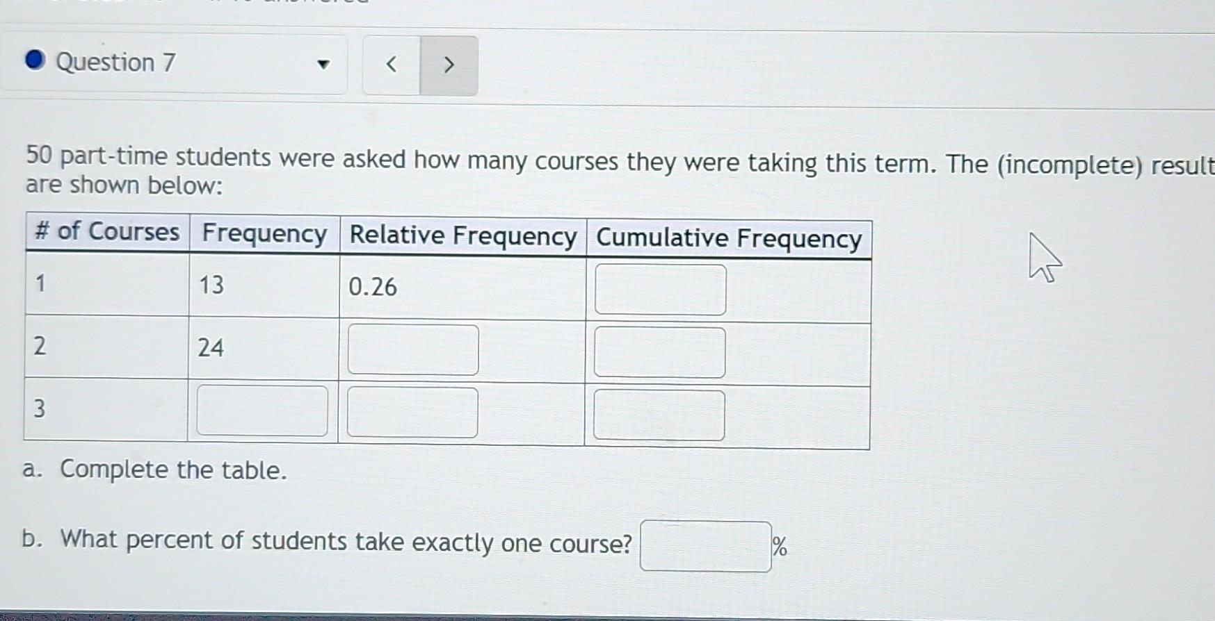 50 part-time students were asked how many courses | Chegg.com