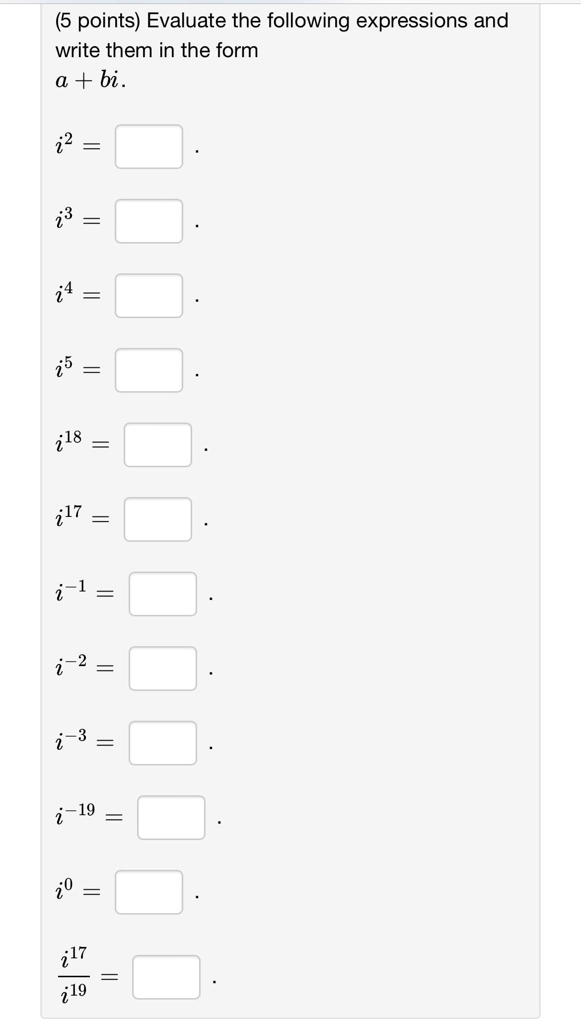 Solved (5Evaluate the following expressions and write them | Chegg.com