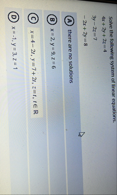 Solved Solve the following system of linear | Chegg.com