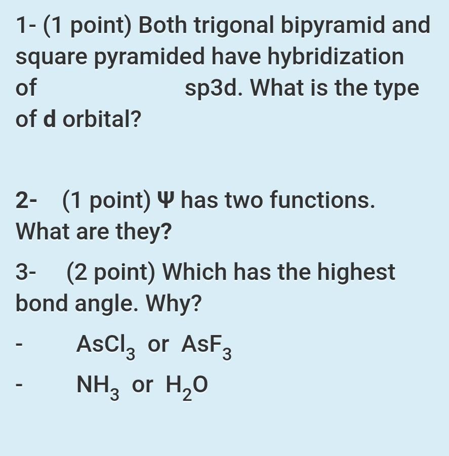 Solved 1- (1 point) Both trigonal bipyramid and square | Chegg.com