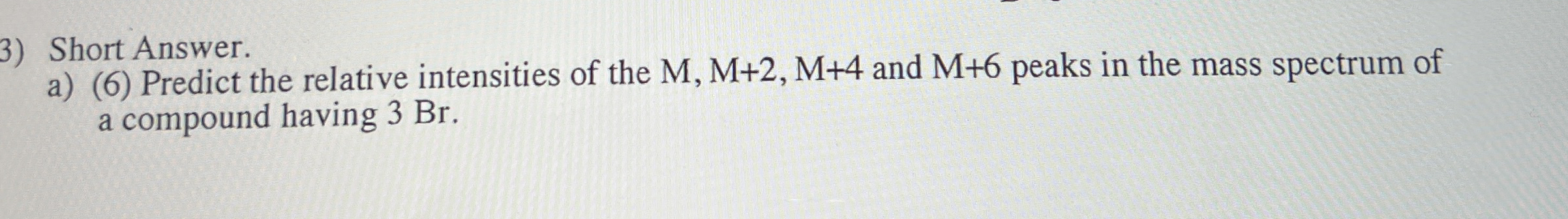 Solved Short Answer.a) (6) ﻿Predict the relative intensities | Chegg.com