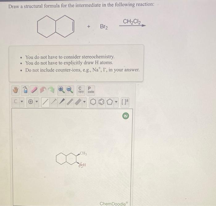 Solved Draw a structural formula for the intermediate in the | Chegg.com