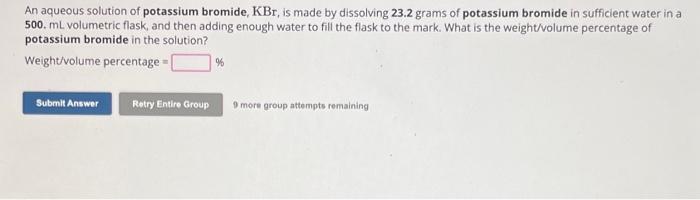 Solved An aqueous solution of potassium bromide, KBr, is | Chegg.com