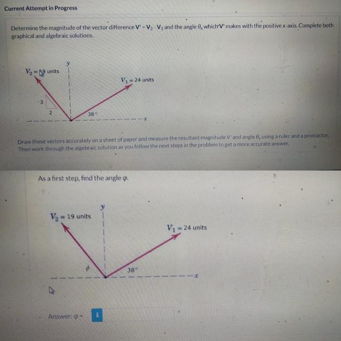 Solved Determine the magnitude of the vector difference V’ = | Chegg.com