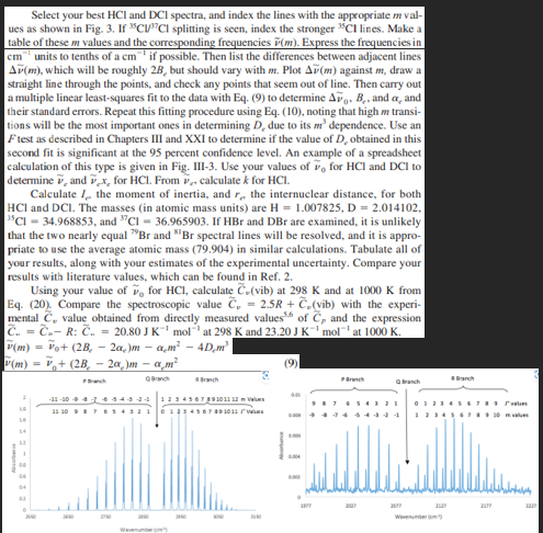 Solved Select your best HCl ﻿and DCl ﻿spectra, and index the | Chegg.com