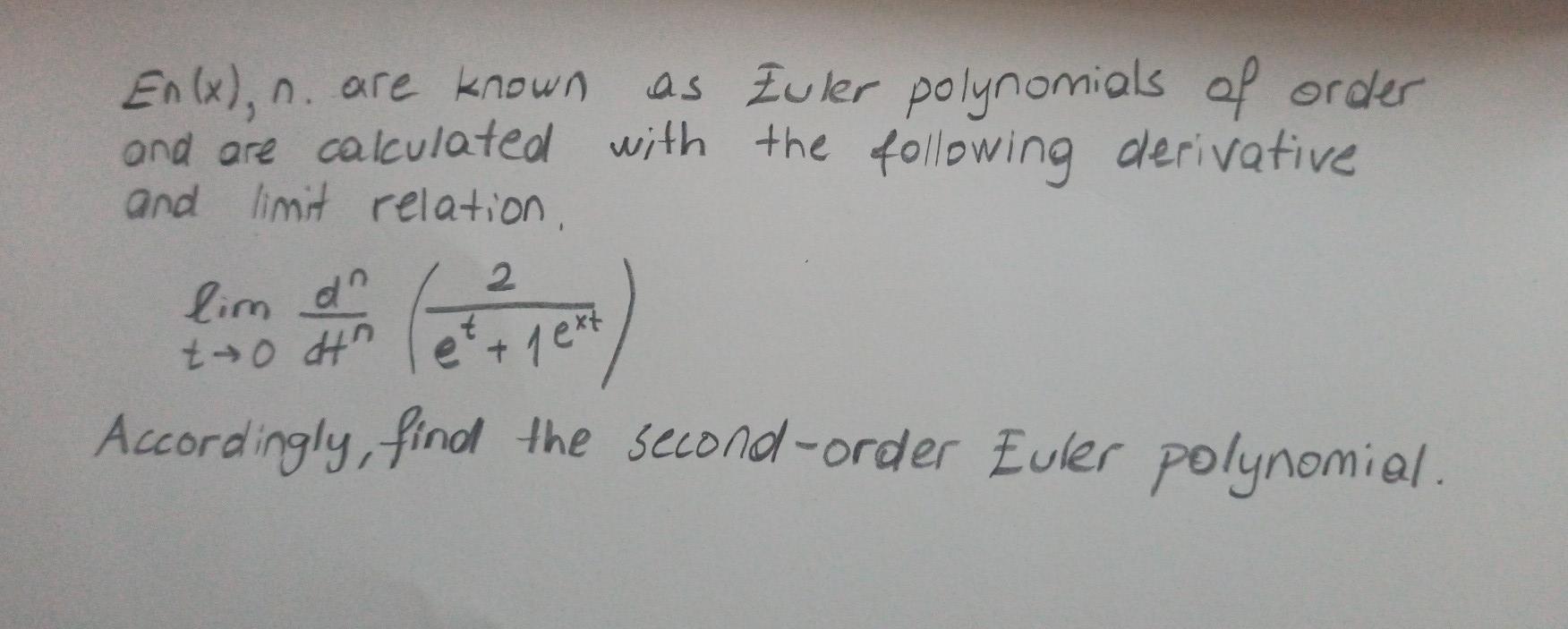 Solved En(x), n. are known as Euler polynomials of order and | Chegg.com