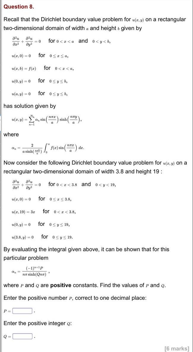 Solved Question 8. Recall that the Dirichlet boundary value | Chegg.com