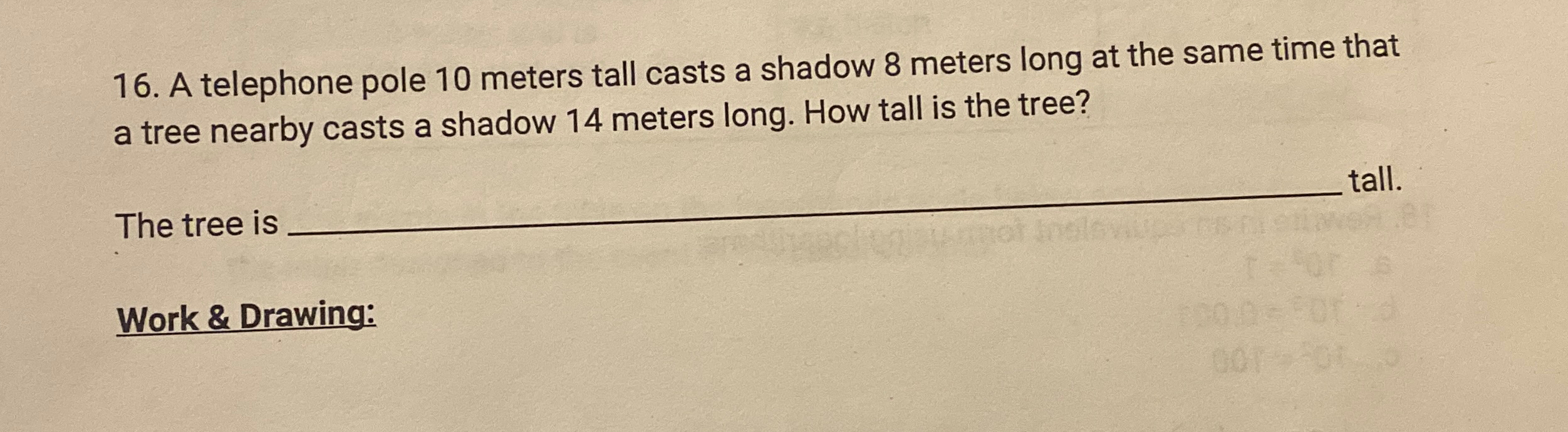 Solved A telephone pole 10 ﻿meters tall casts a shadow 8 | Chegg.com