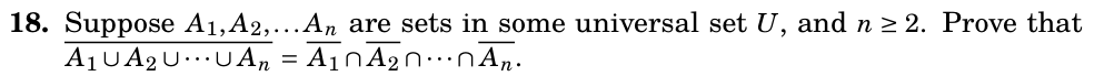 Solved Suppose A1,A2,dotsAn ﻿are sets in some universal set | Chegg.com