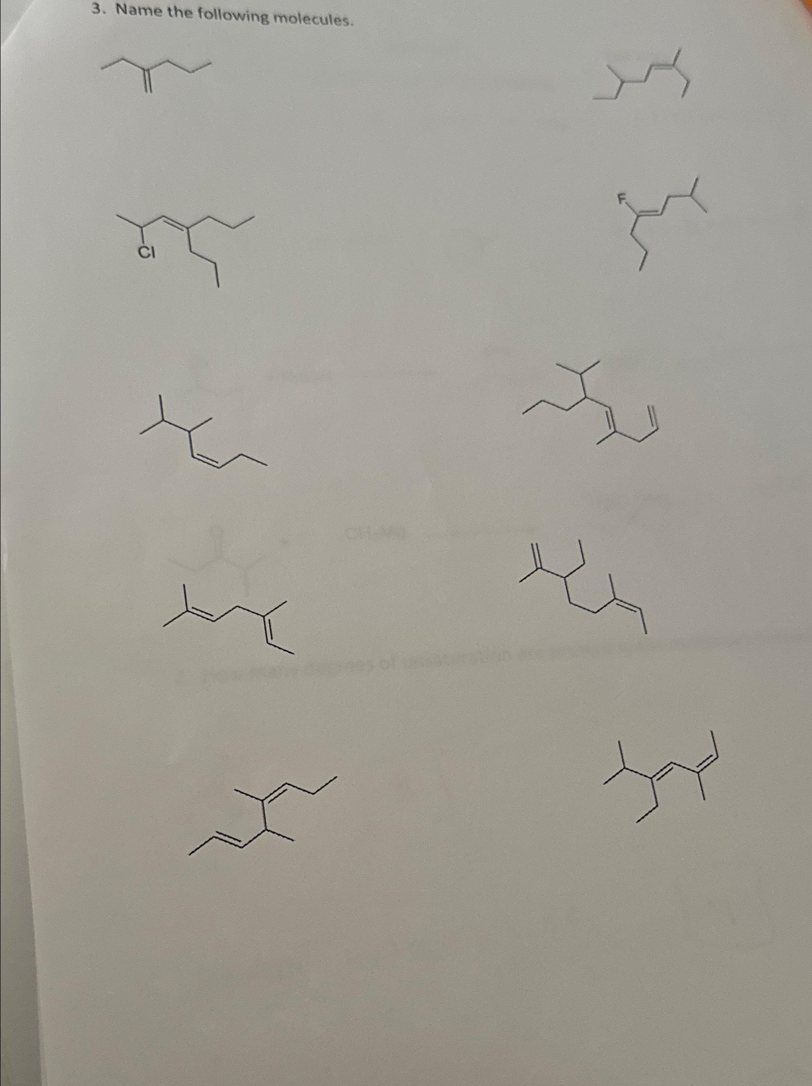 Solved Name the following molecules. | Chegg.com