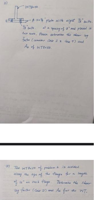 Solved WT9:50 % bolts. LR12 plate with eight 7s bolts. at a | Chegg.com