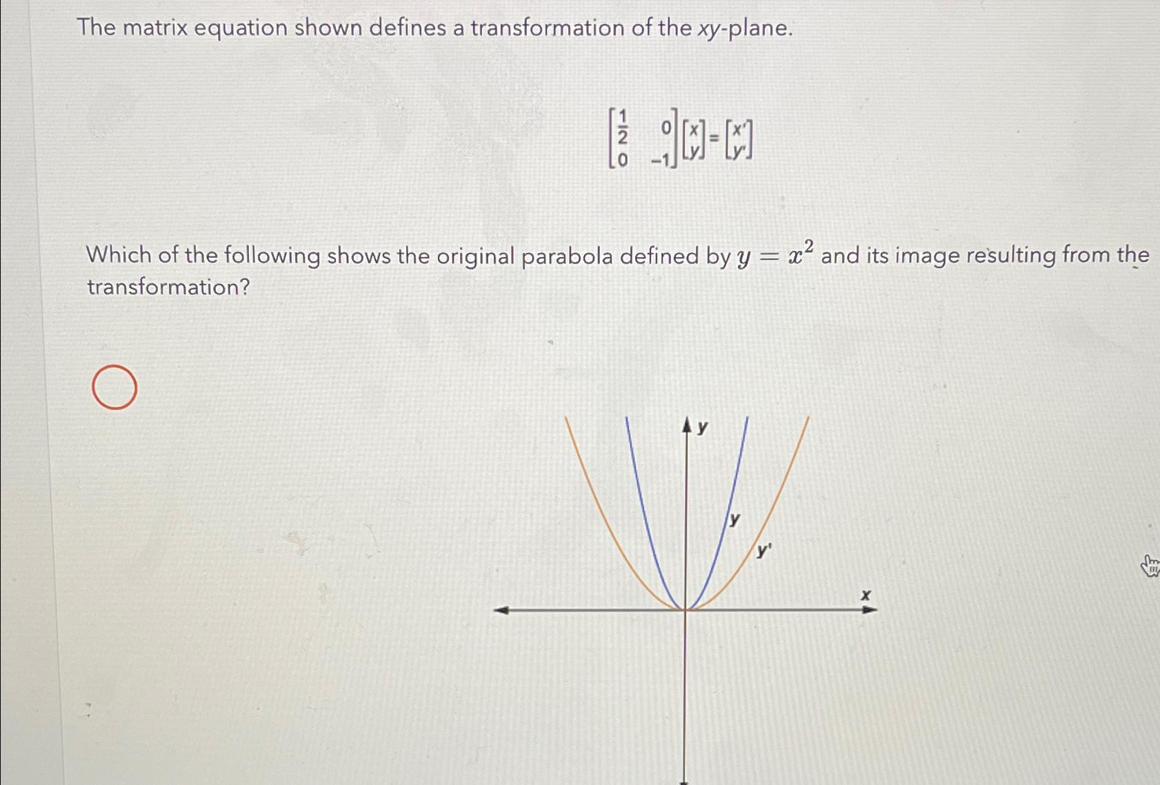 Solved The matrix equation shown defines a transformation of | Chegg.com