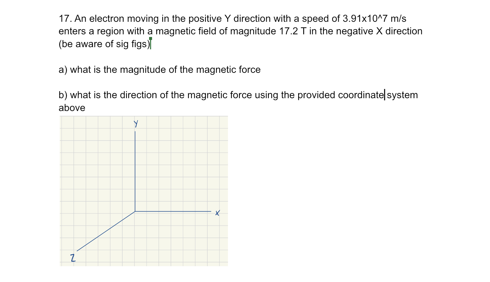 Solved An electron moving in the positive Y ﻿direction with | Chegg.com