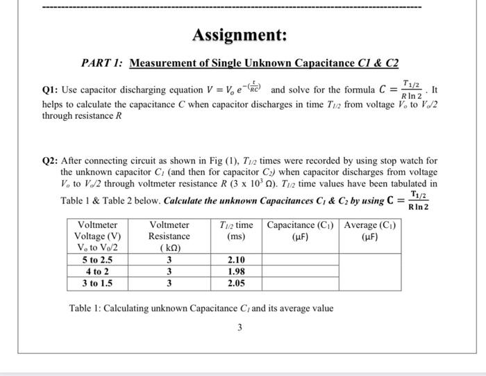 Solved Assignment: PART 1: Measurement of Single Unknown | Chegg.com