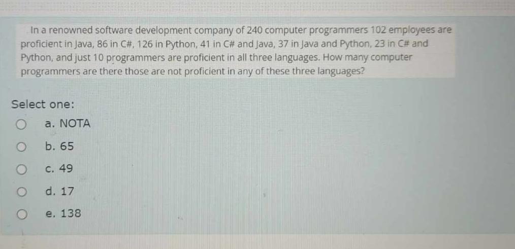 Solved In a renowned software development company of 240 | Chegg.com