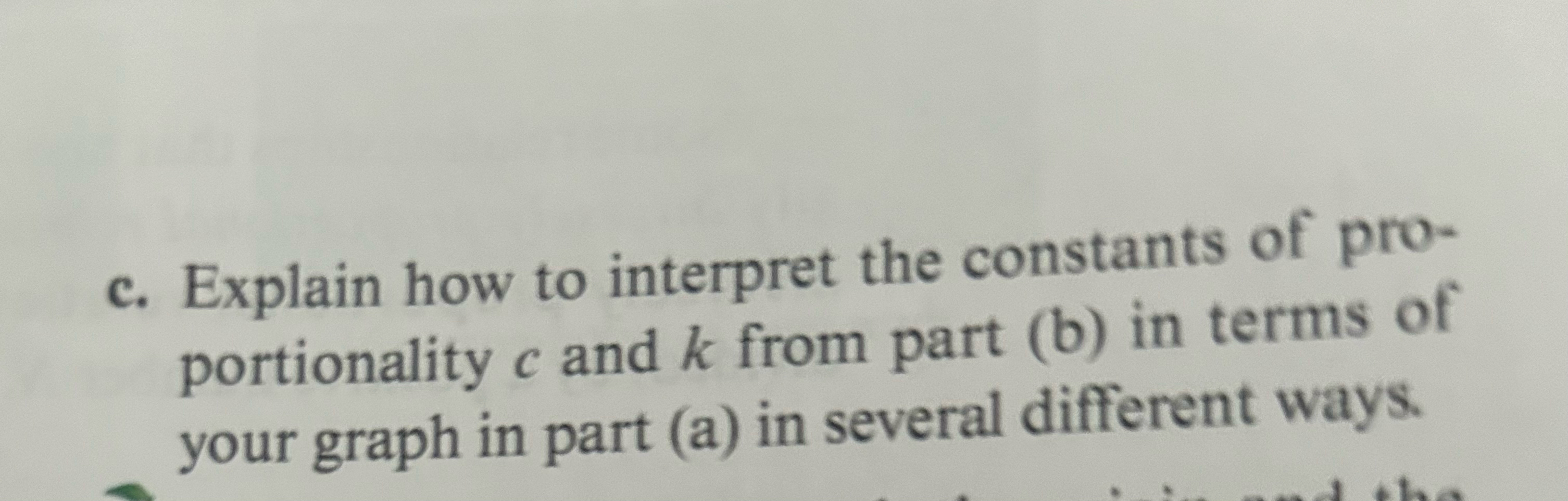 Solved c. ﻿Explain how to interpret the constants of | Chegg.com