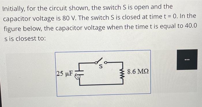 Solved Initially, for the circuit shown, the switch S is | Chegg.com