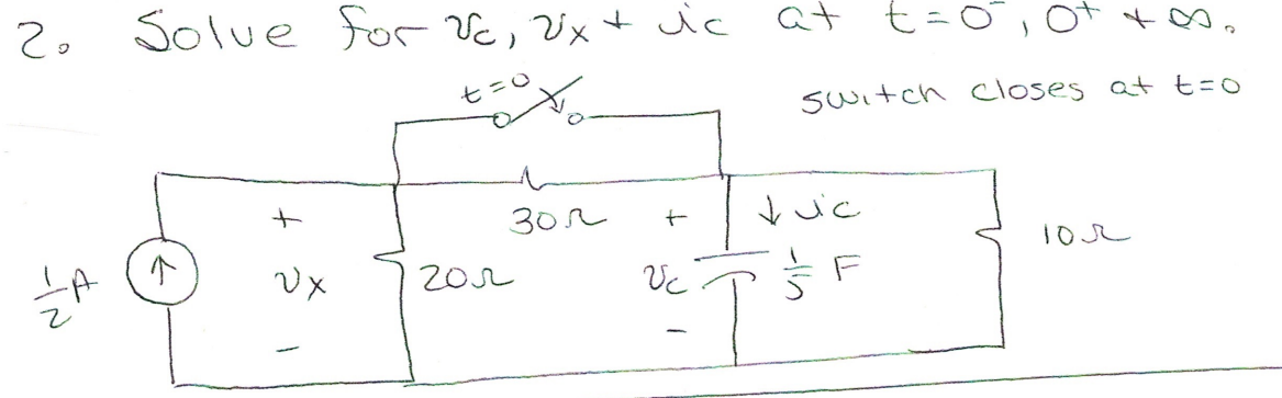 Solved Solve for vc,vx+ic ﻿at t=0+,0++∞. | Chegg.com