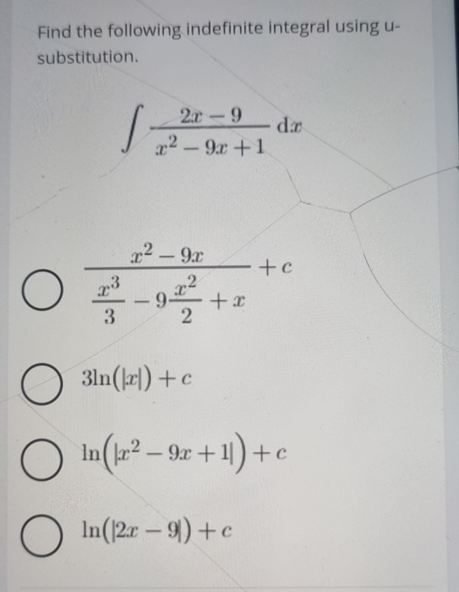 Solved Find the following indefinite integral using | Chegg.com