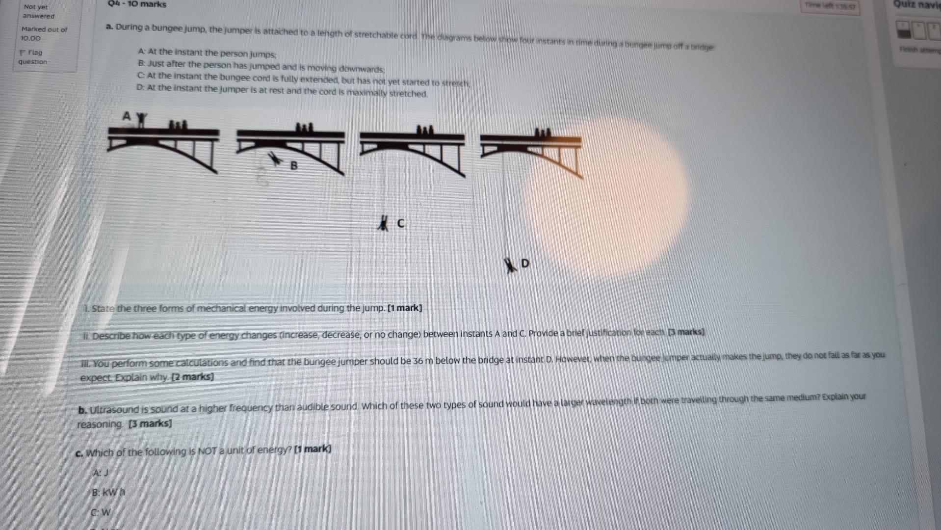 a. During a bungee jump, the jumper is attached to a | Chegg.com