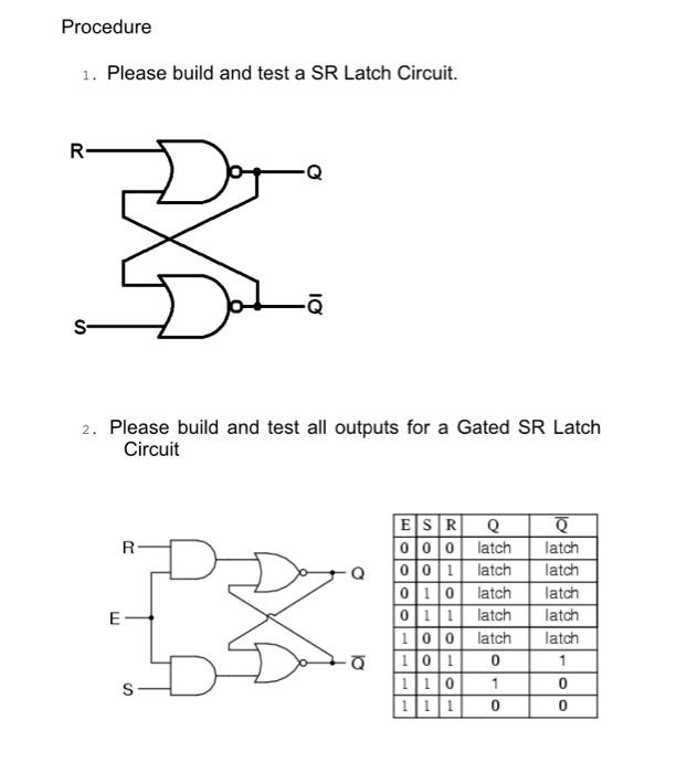 Solved Procedure 1. Please build and test a SR Latch | Chegg.com