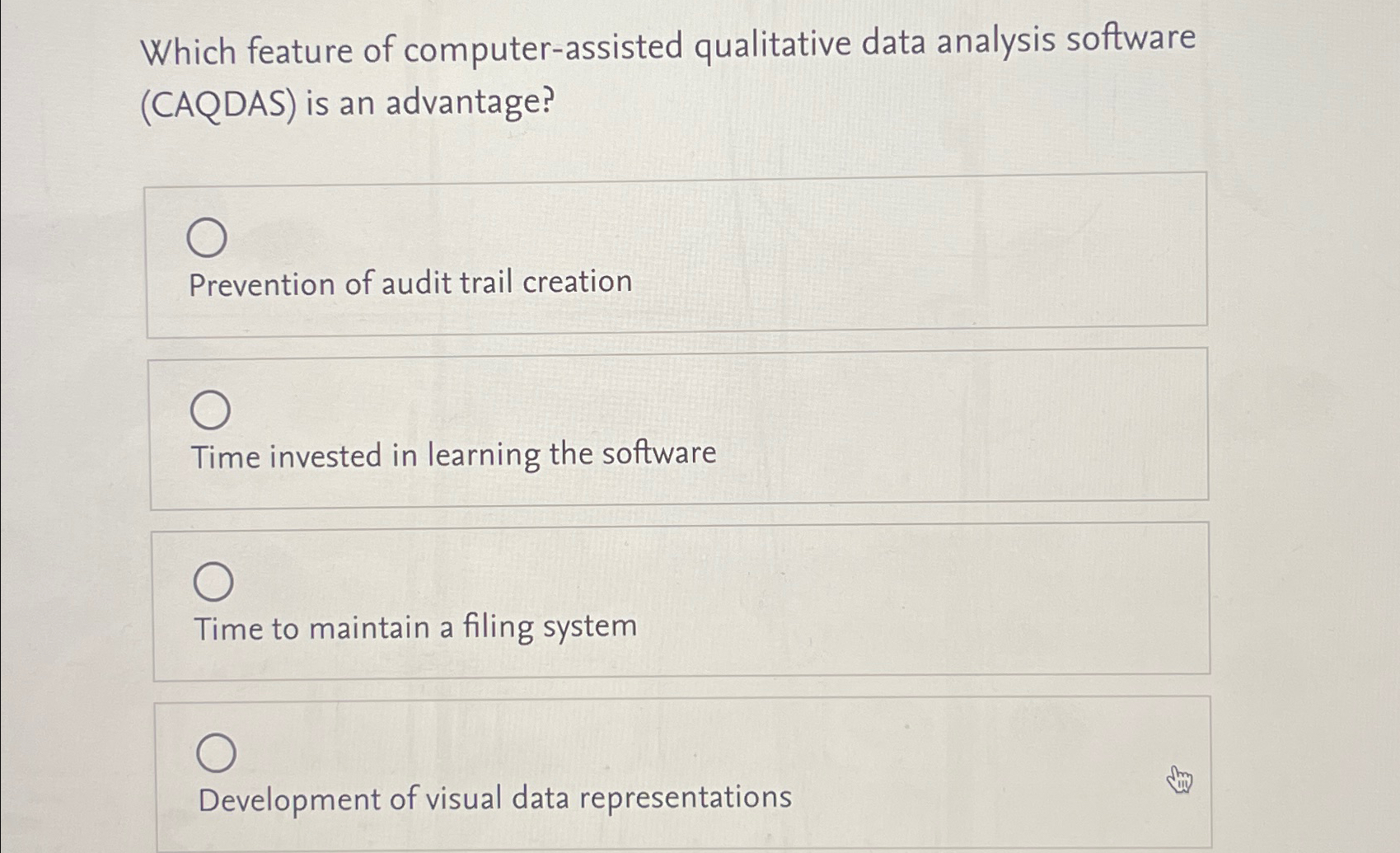 Solved Which feature of computer-assisted qualitative data | Chegg.com