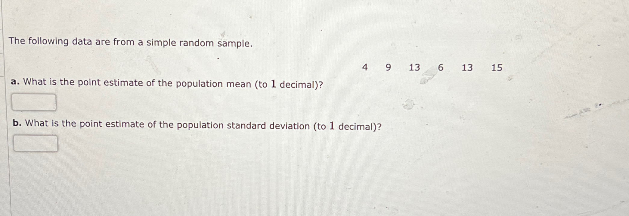Solved The following data are from a simple random | Chegg.com