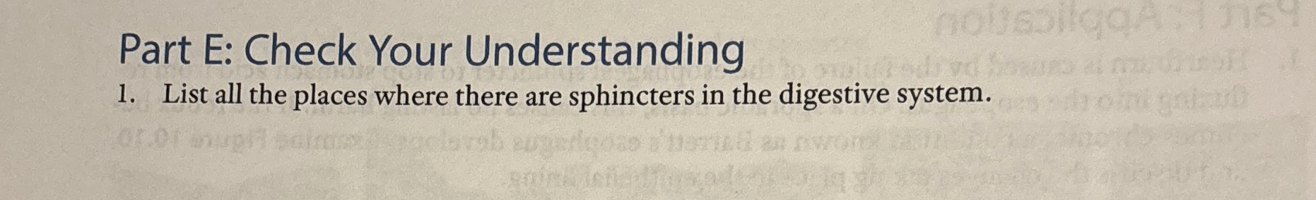 Solved Part E: Check Your UnderstandingList all the places | Chegg.com