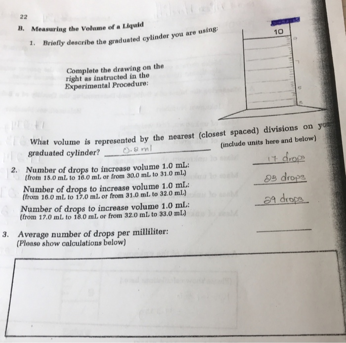 Solved 22 B. Measuring the Volume of a Liquid Briefly | Chegg.com