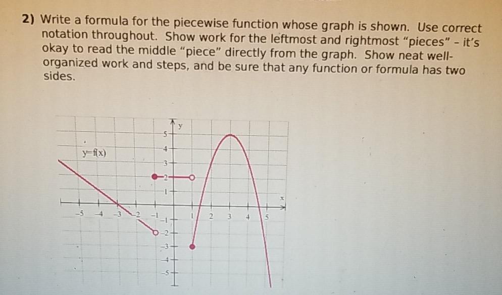 Solved 2) Write a formula for the piecewise function whose | Chegg.com