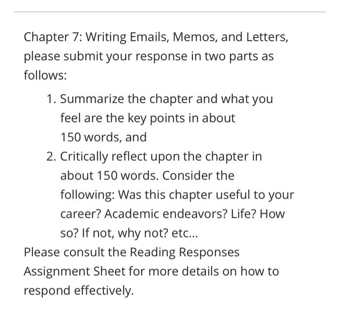 Chapter 7: Writing Emails, Memos, and Letters, olease | Chegg.com