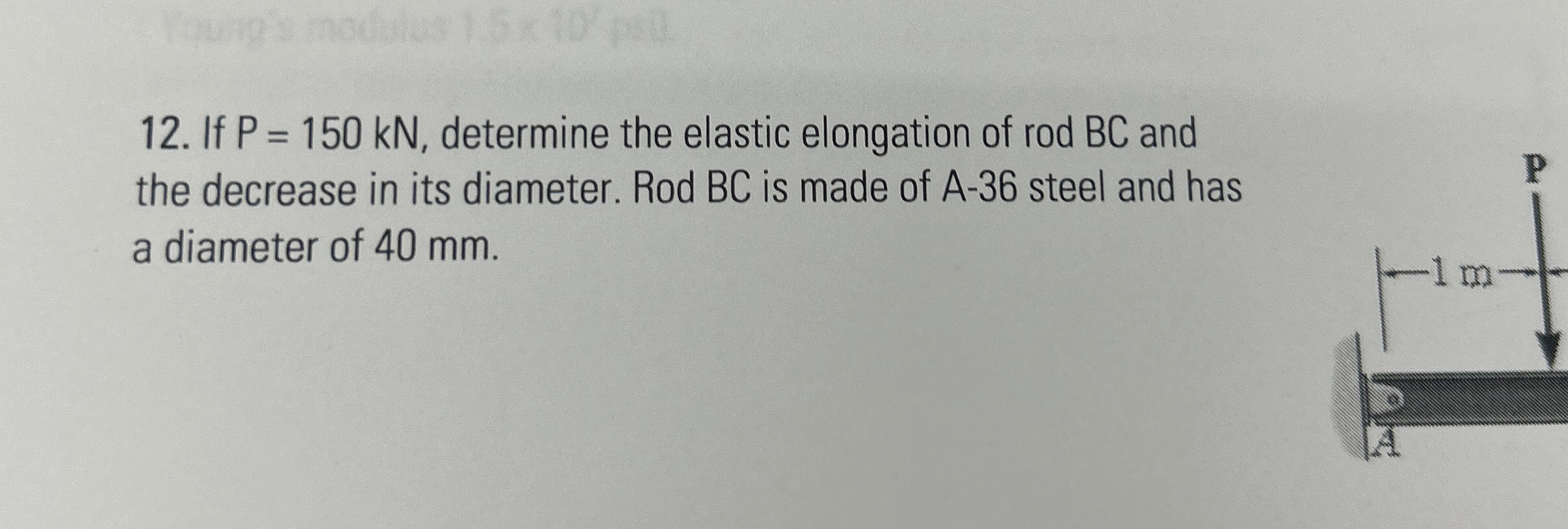 Solved If P=150kN, ﻿determine the elastic elongation of rod | Chegg.com